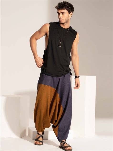 Buy The Veshti Company Men Colourblocked Pure Cotton Loose Fit Harem