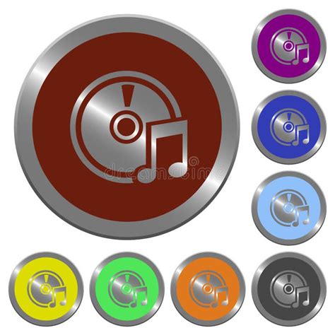 Set Of Glossy Coin Like Audio Cd Buttons Stock Vector Illustration Of