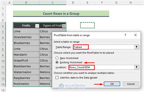 Count Rows In Group With Pivot Table In Excel Step By Step Guideline