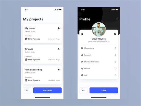 Projects And Profile App Design Profile Profile App Mobile App