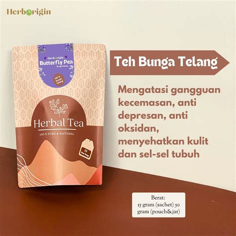 Jual HERBORIGIN TEH HERBAL BUNGA TELANG PREMIUM ORIGINAL 100 MURNI TEH