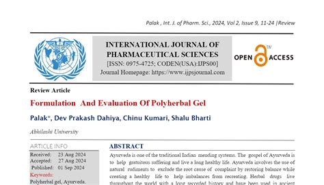 Formulation And Evaluation Of Polyherbal Gel