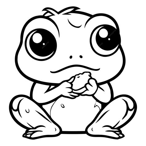 Premium Vector Cute Green Frog With A Piece Of Bread Vector Illustration