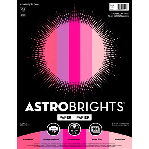 Astrobrights Color Laser Paper 8 12 X 11 In Interstellar Pinks