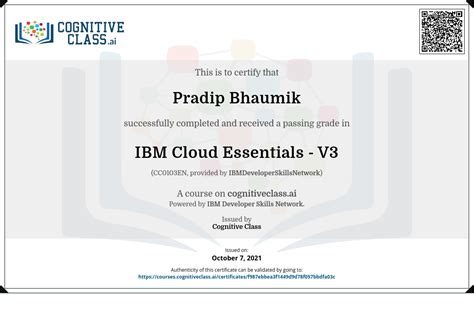 Ibmdeveloperskillsnetwork Cc0103en Certificate Cognitive Class