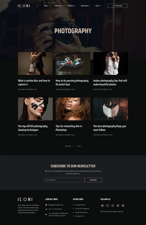 Iconi Photography And Portfolio Elementor Template Kit Wp Template Kits Ft Photographer