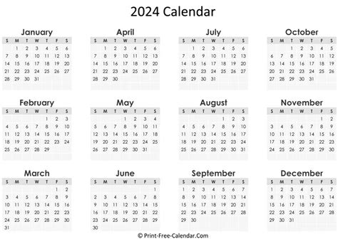 Printable Calendar 2024