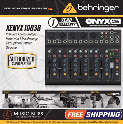 Behringer Xenyx 1003b Premium Analog 10 Input Mixer With 5 Mic Preamps