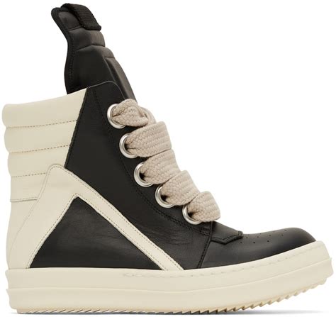 Rick Owens Black Jumbo Lace Geobasket High Top Sneakers Rick Owens
