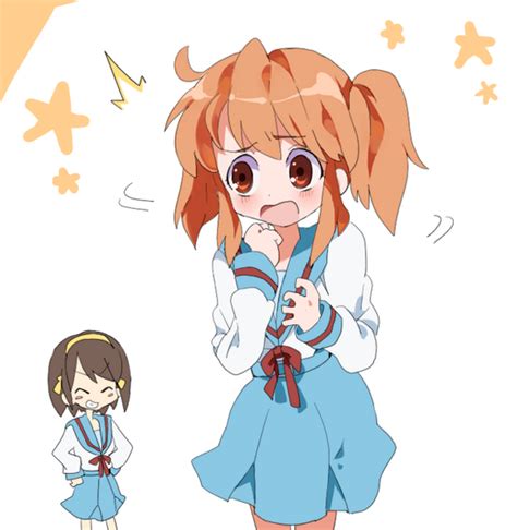 Suzumiya Haruhi And Asahina Mikuru Suzumiya Haruhi No Yuuutsu Drawn