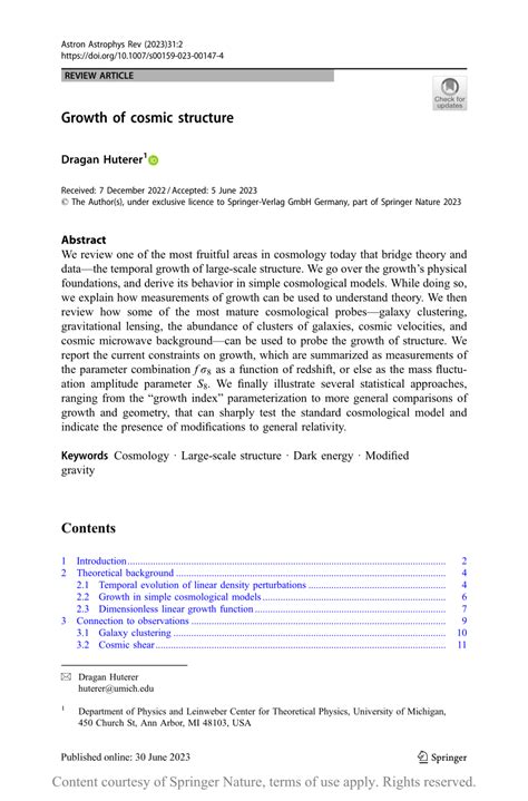 Growth Of Cosmic Structure