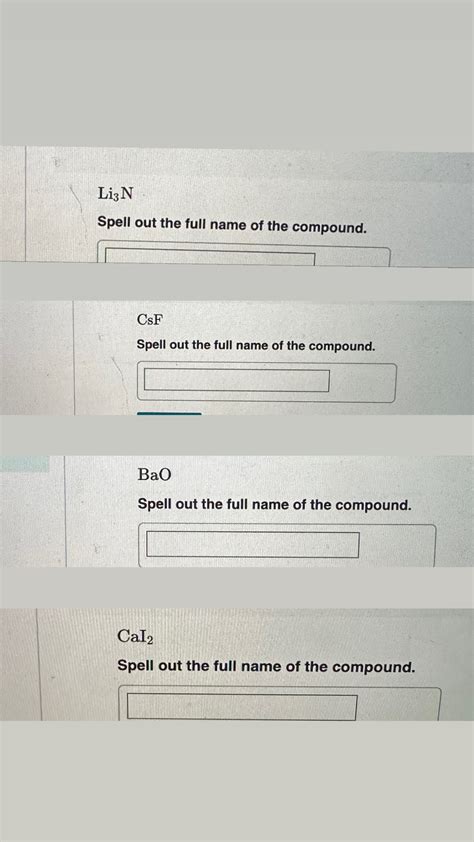 Solved Spell Out The Full Name Of The Compound CsF Spell Chegg