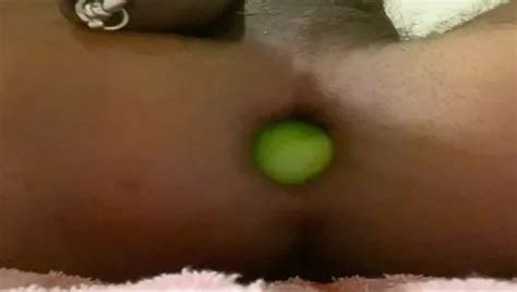 inserting lemons in my ass while showing my pierced cock in chains part