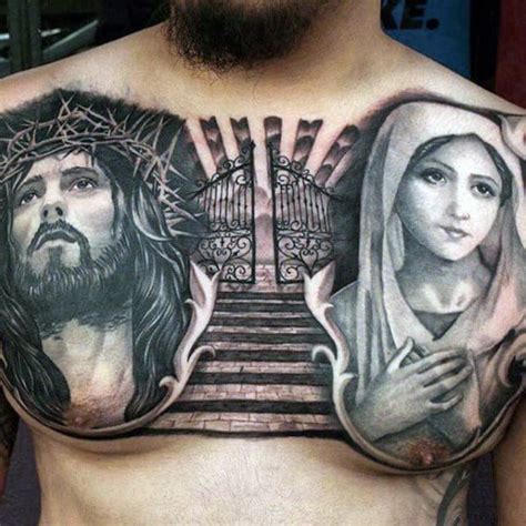 40 Jesus Chest Tattoo Designs For Men Chris Ink Ideas