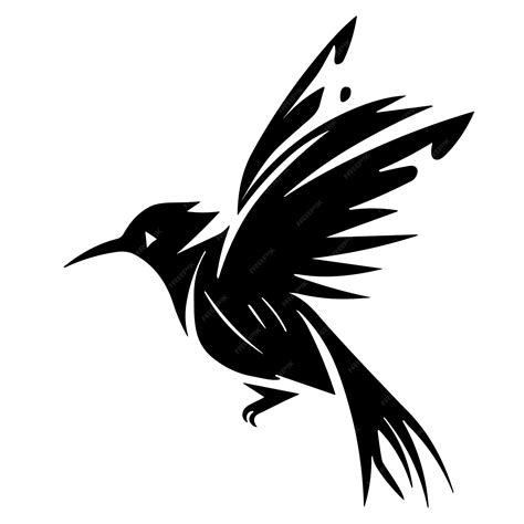 Een Zwart Wit Tekening Van Een Vliegende Vogel Premium Vector