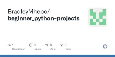 GitHub BradleyMhepo Beginner Python Projects