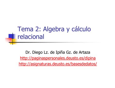 Tema 2 Algebra y cálculo relacional