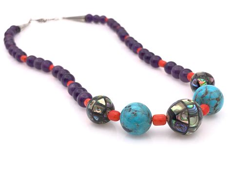 Lot Southwestern Style Sterling Multi Stone Necklace