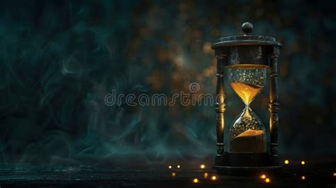 Photo Of A Mystical Hourglass With Glowing Sand Against A Dark