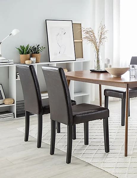 Set Of 2 Dining Chairs Broadway Faux Leather Dark Brown