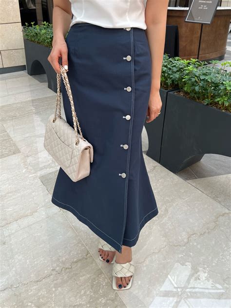 Ruming Cottton Skirt 코튼 버튼 머메이드 여름 롱스커트