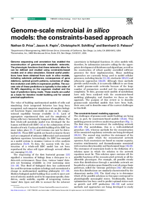 Pdf Genome Scale Microbial In Silico Models The Constraints Based