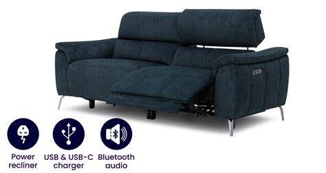Cinesound Chenille 3 Seater Power Recliner With Music DFS