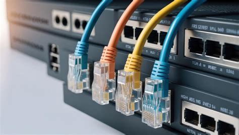 Close Up Of Colorful Network Cables Connected To A Device Premium AI