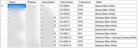 report to show installed ms sql versions forum server and application