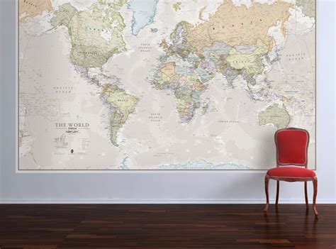 Wall Map World Classic Large Poster Front Laminated Huge School Home Images
