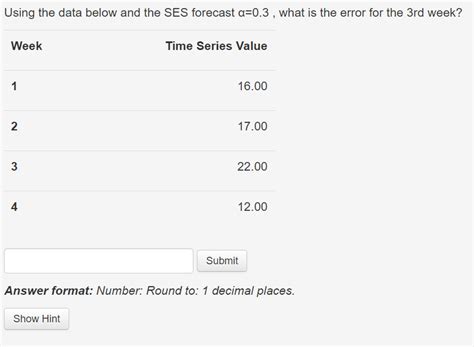 Solved Using The Data Below And The Ses Forecast 03