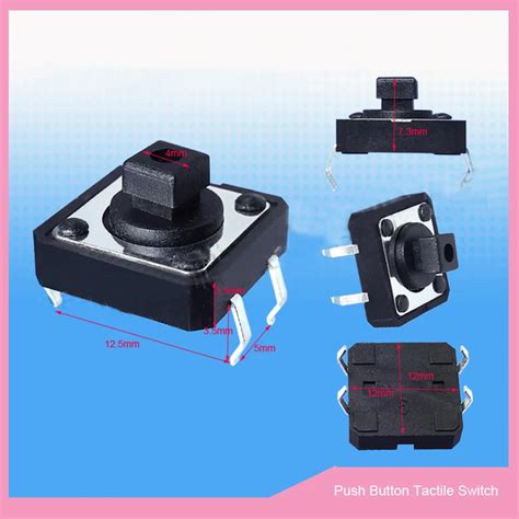 50pcs Tc 1212t 12 X 12 X 7 3mm Tact Tactile Push Button Momentary Pcb Switch 12v 50ma In