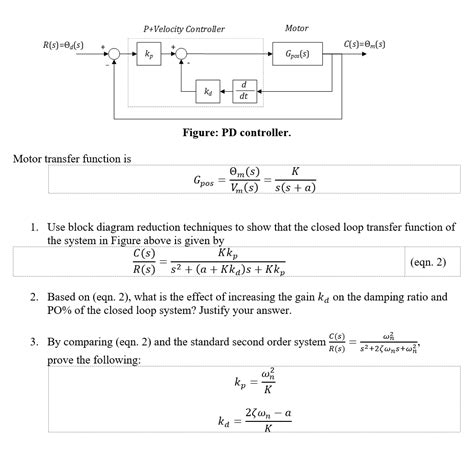Solved Figure PD Controller Motor Transfer Function Is Chegg Com