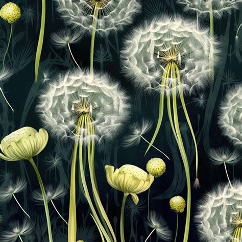 Premium Photo Dandelion Seamless Pattern