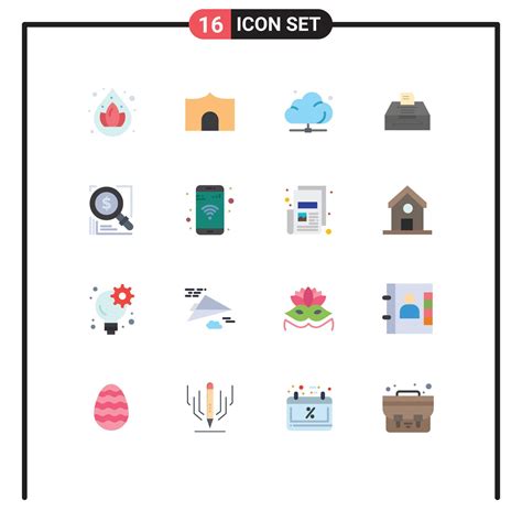 Stock Vector Icon Pack Of 16 Line Signs And Symbols For Search Business Cloud Archive Technology