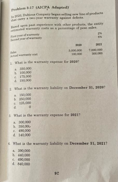 Solved Problem AICPA Adapted In Dubious Company Chegg Com