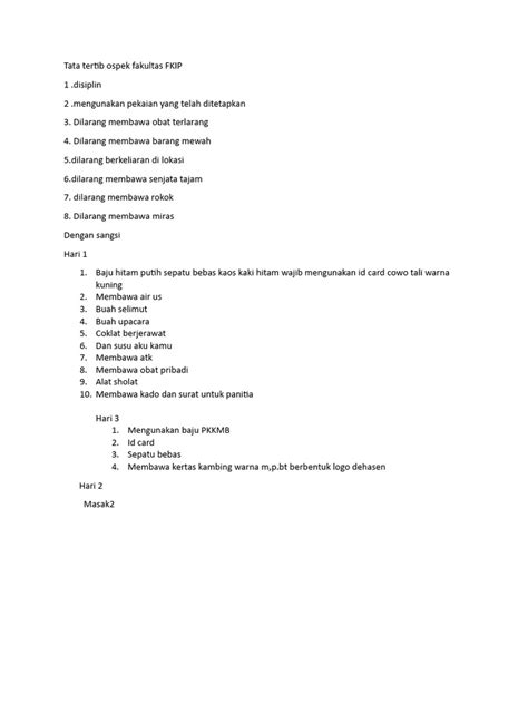 Tata Tertib Ospek Fakultas Fkip Pdf
