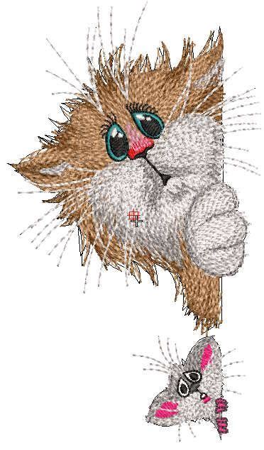 Cat Mouse Peeking Around Corner Embroidery Design Machine Embroidery