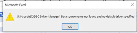 Data Source Name Not Found Default Driver Not Specified Microsoft