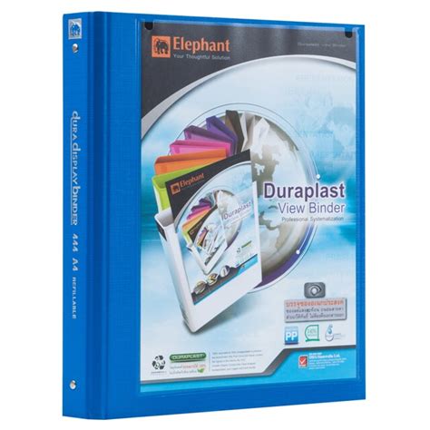 แฟ้มโชว์เอกสาร 3 ห่วง A4 สัน 5 ซม น้ำเงิน ตราช้าง 444 ศึกษาภัณฑ์กาฬสินธุ์