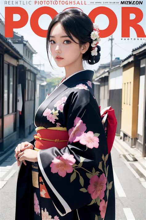 Arafed Image Of A Woman In A Kimono Standing On A Street Seaart Ai