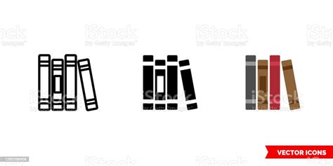 Icône Bibliothèques De 3 Types De Couleur Noir Et Blanc Contour Symbole