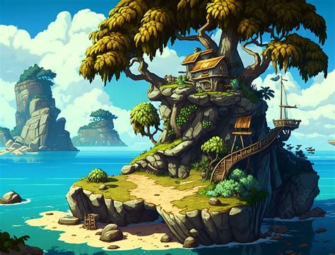 코코넛 나무 휴가 무인도 배경 푸른 하늘 파란 하늘 게임 배경 일러스트 및 사진 무료 다운로드 Pngtree