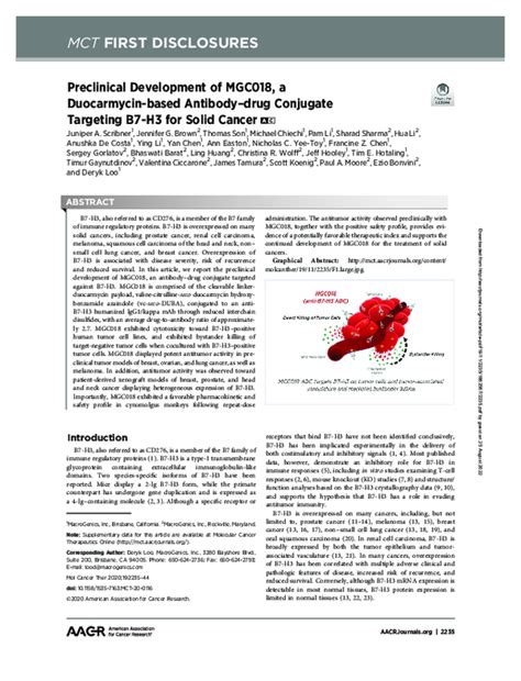 Pdf Preclinical Development Of Mgc018 A Duocarmycin Based Antibody Drug Conjugate Targeting