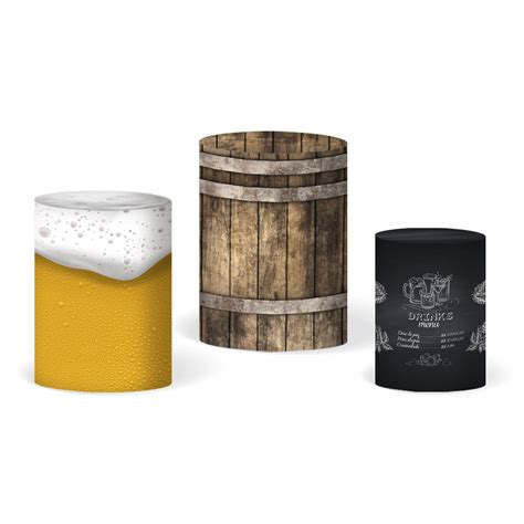 Trio Capa Cilindro Festa Boteco 3d Em Tecido Elástico Pistache