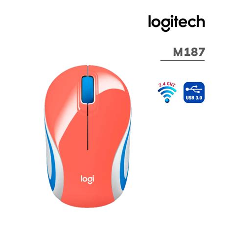 Mouse Logitech M187 Coral Wireless Pc Speed