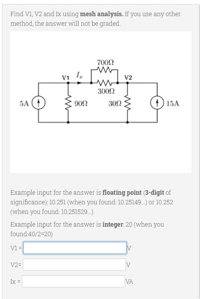 solved find v1 v2 and ix using mesh analysis if you use