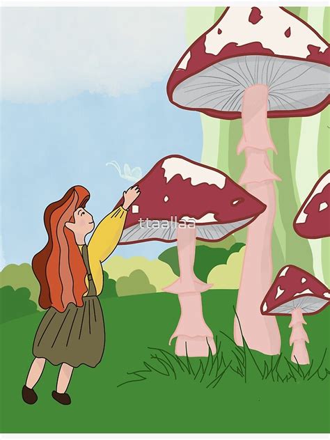 Cottagecore Girl Harvesting Mushrooms Poster By Ttaallaa Redbubble
