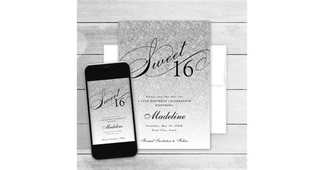 Silver Glam Glitter Sweet 16 Save The Date Zazzle