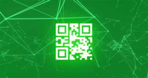 Animation Of Qr Code With White Network Of Connections On Green